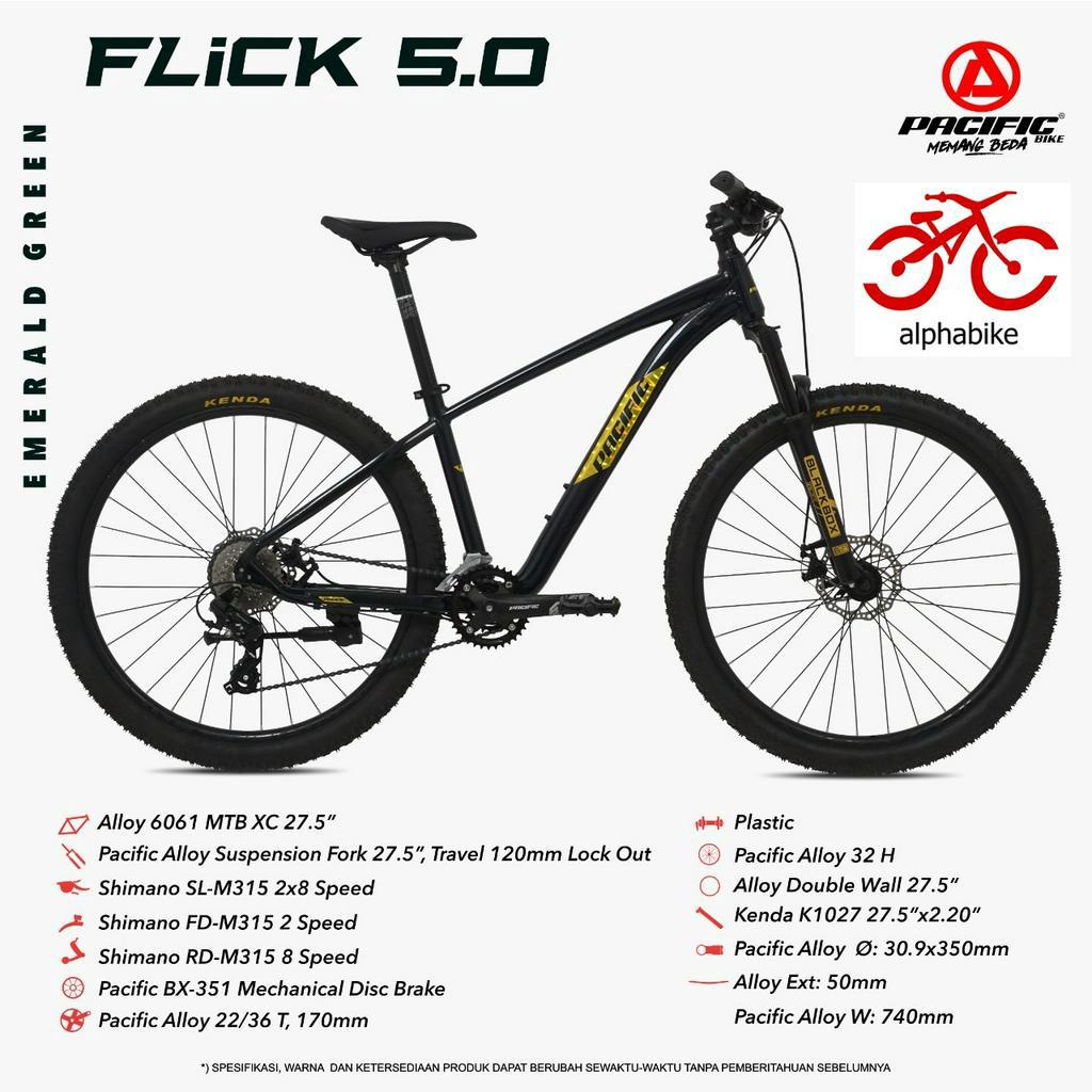 Jual SEPEDA GUNUNG MTB 27.5 PACIFIC MTB FLICK 5.0 (2X8 MD) | Shopee ...