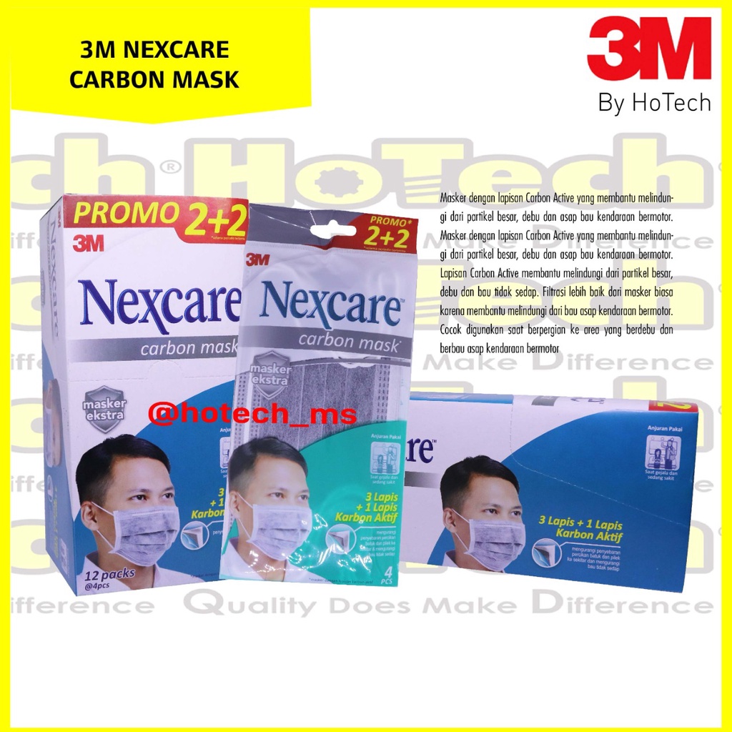 Jual 3M Nexcare Extra Carbon Masker 4 Ply | Makser 3M Nexcare Extra ...