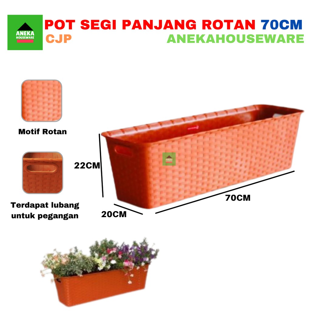 Jual Pot Bunga Segi Panjang Motif Rotan 70 CM CJP | Shopee Indonesia
