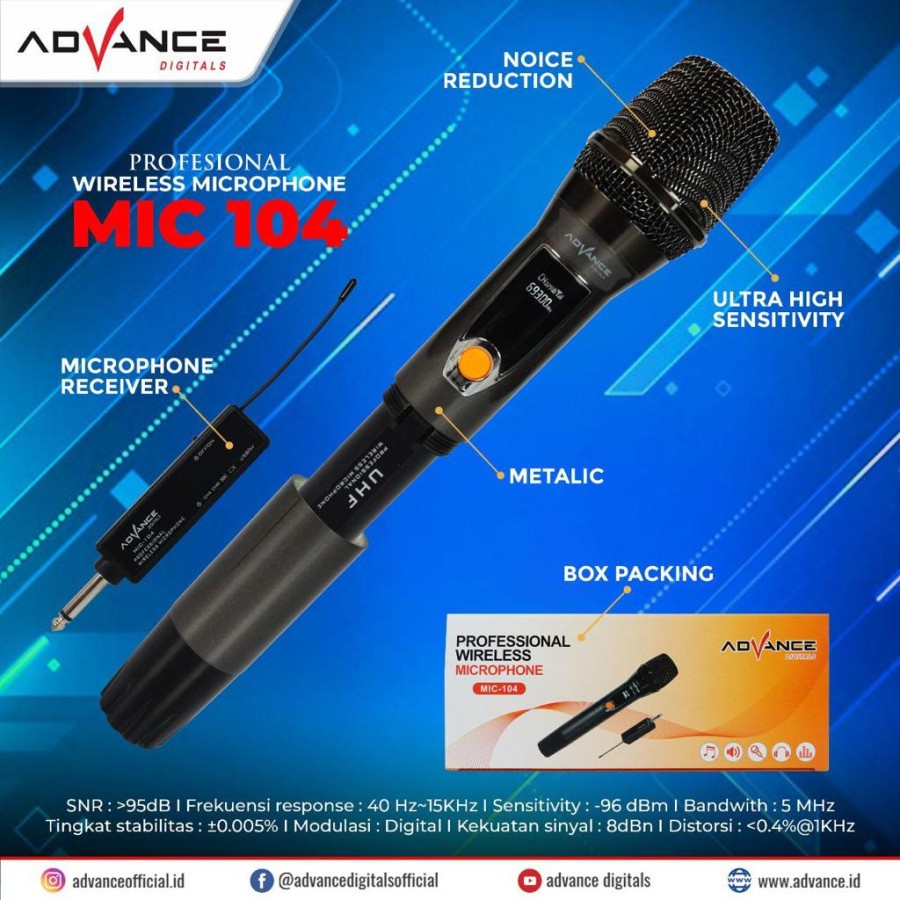 Jual Advance Mic-104 Microphone Profesional Mic Wireless Mic 104 UHF | Shopee Indonesia