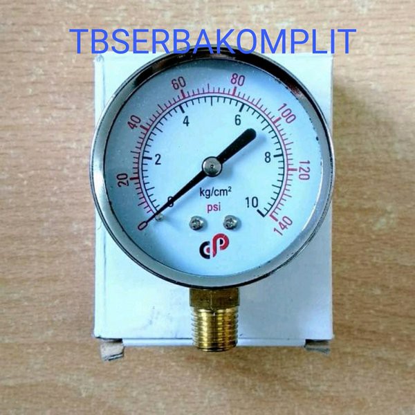 Jual Dry Pressure Gauge CP 10kg 140psi Diameter 2.5 inch Drat Kuningan ...