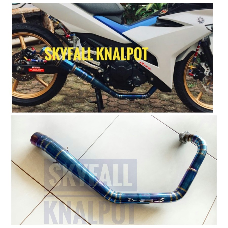 Jual Pipa Leher Mx King Biru Blue Moon Header Only Roadrace Underbone ...