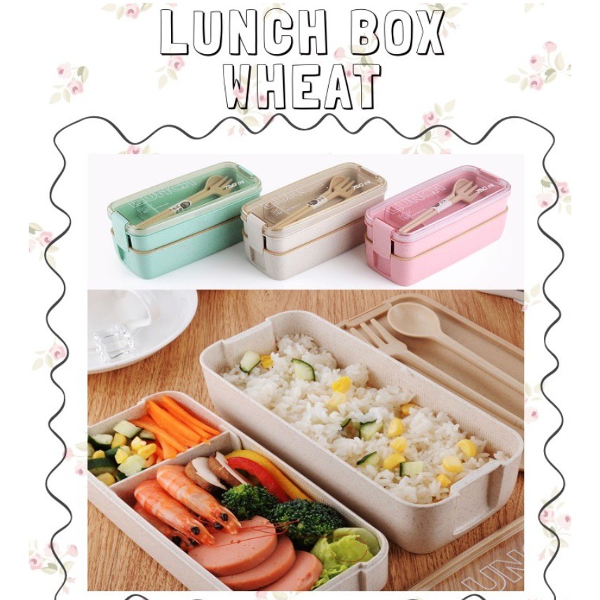 Jual Kotak Makan Lunchbox Bekal Makan Lunch Box Susun 3 WHEAT STRAW ...