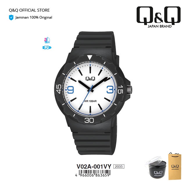 Jual Q&Q QnQ QQ Jam Tangan Arloji Pria Strap Karet Analog Rubber - V02 V02A Water Resist 10 BAR ...