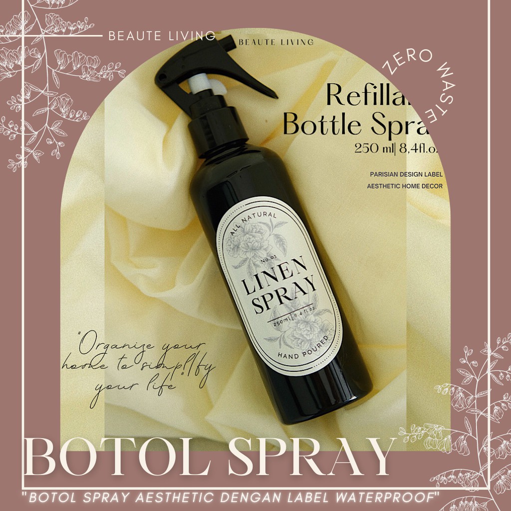 Jual BOTOL SPRAY REFIL ESTETIK FREE LABEL 250 ML LINEN SPRAY KISPRAY ...