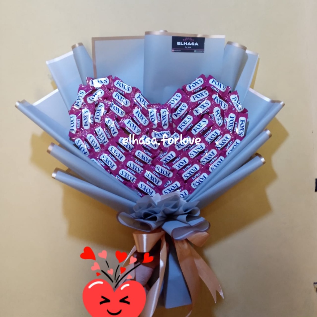 Jual (BISA COD) Buket permen love | Buket bentuk hati | Buket love ...