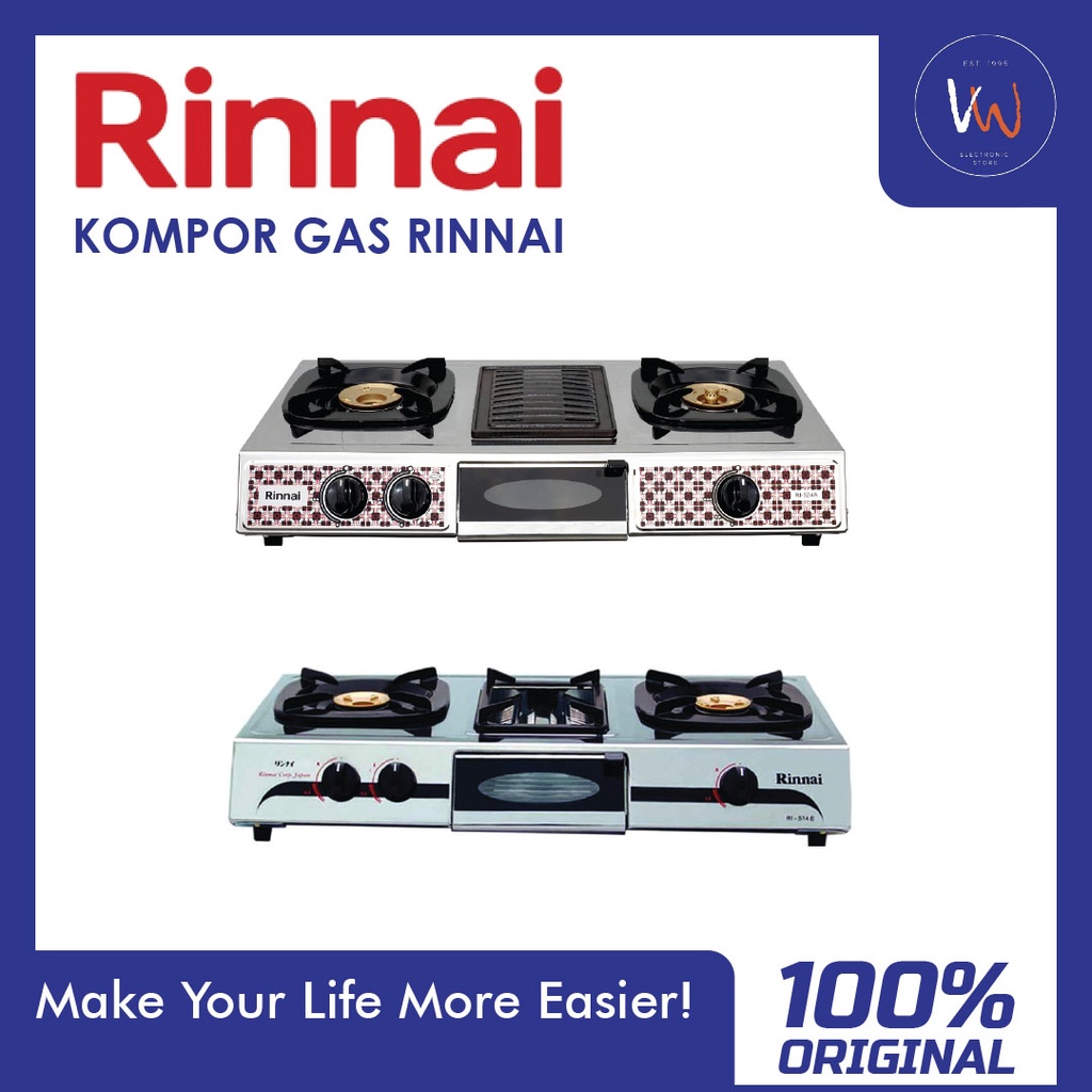 Jual Kompor Gas Rinnai RI-524A Stainless Steel + Grill Plate Alat Alat ...