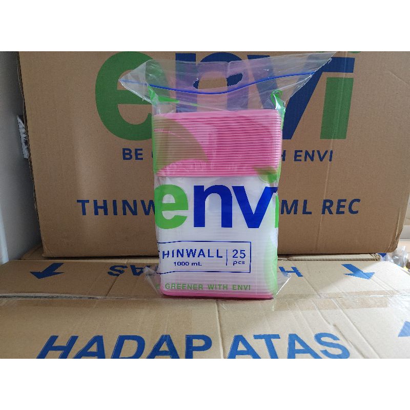 Jual Thinwall 1000 ml Rectangle + Tutup Warna Dove Merek ENVI PREMIUM ...