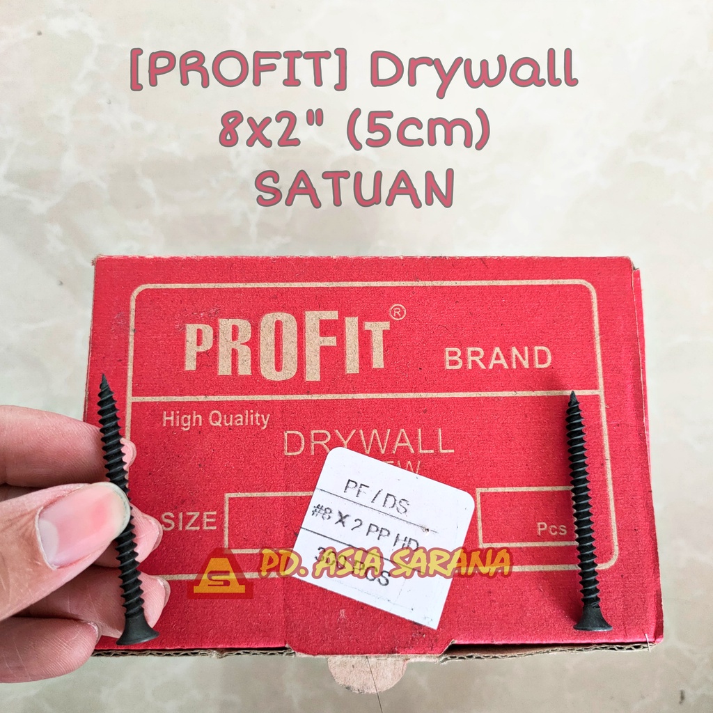 Jual Skrup Gypsum 8x2" Inch PROFIT Hitam Drywall Screw Paku Sekrup 5cm ...