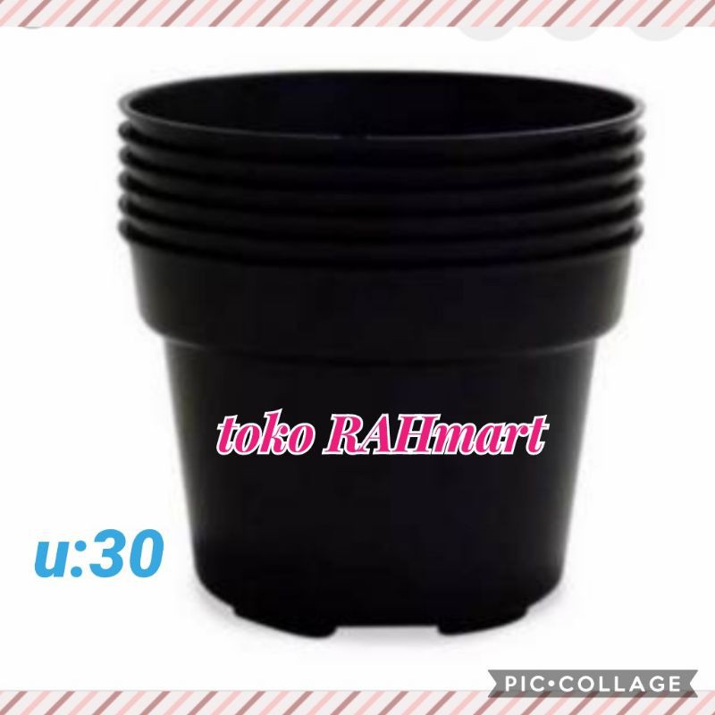 Jual pot plastik hitam 30/pot tanaman/pot bunga/pot murah | Shopee ...