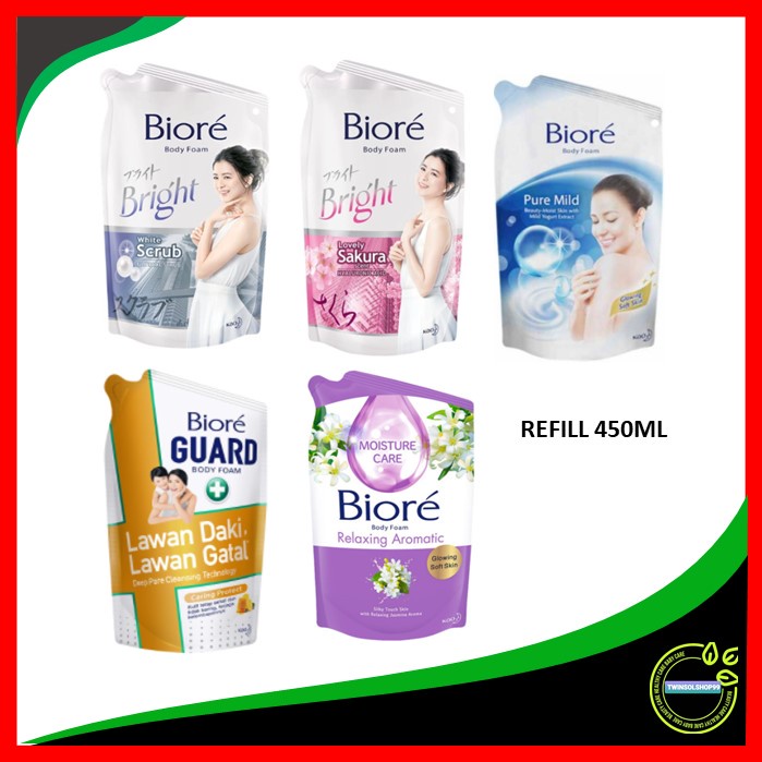 Jual BIORE sabun cair reffil 400ml Aromatic scrub sakura guard carring ...