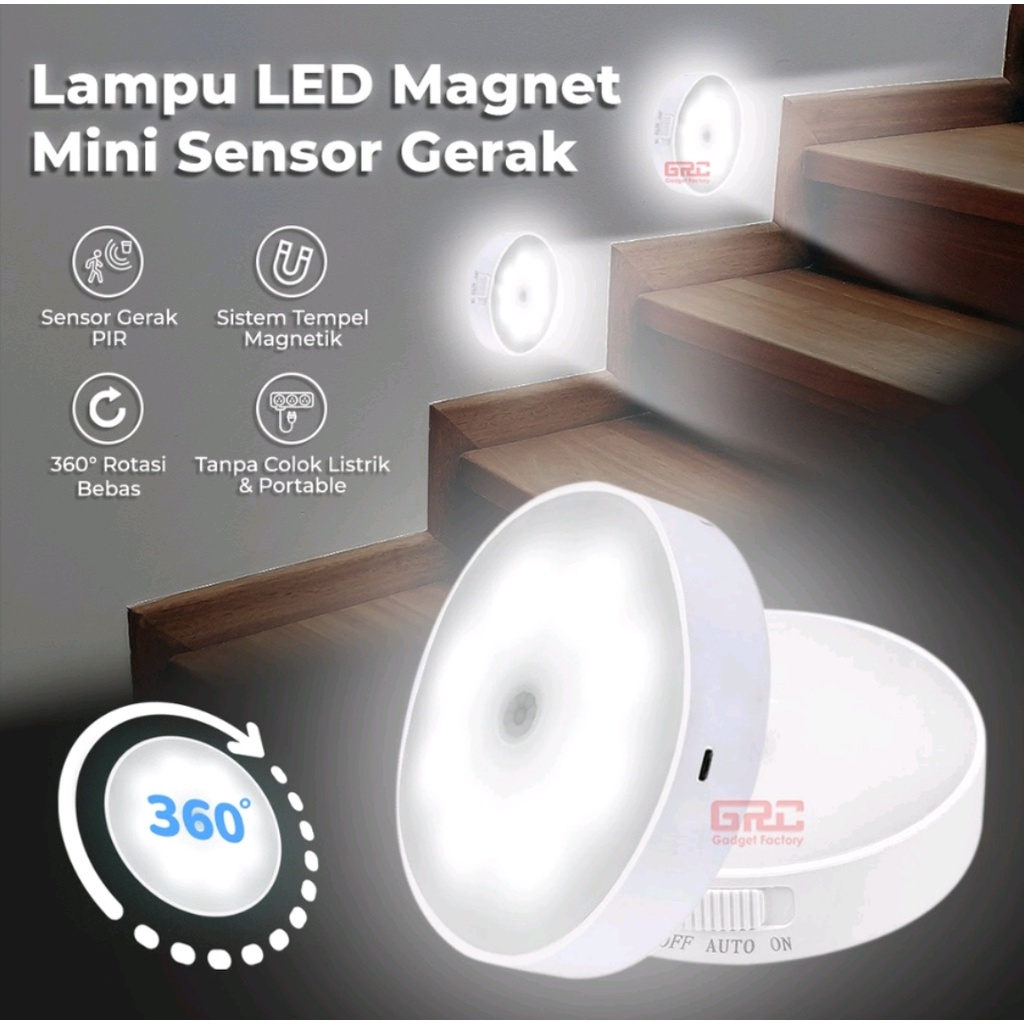 Jual Lampu LED Sensor Gerak Otomatis Rechargeable Kamar Mandi Tidur ...
