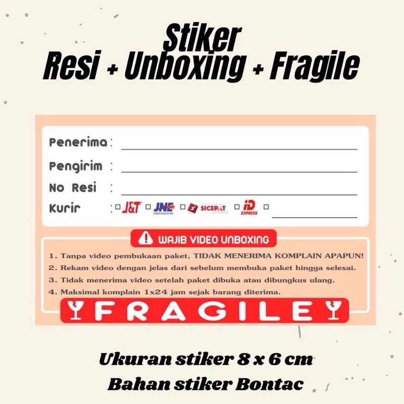 Jual [PER LEMBAR] Stiker Resi Stiker Unboxing Stiker Fragile Stiker ...