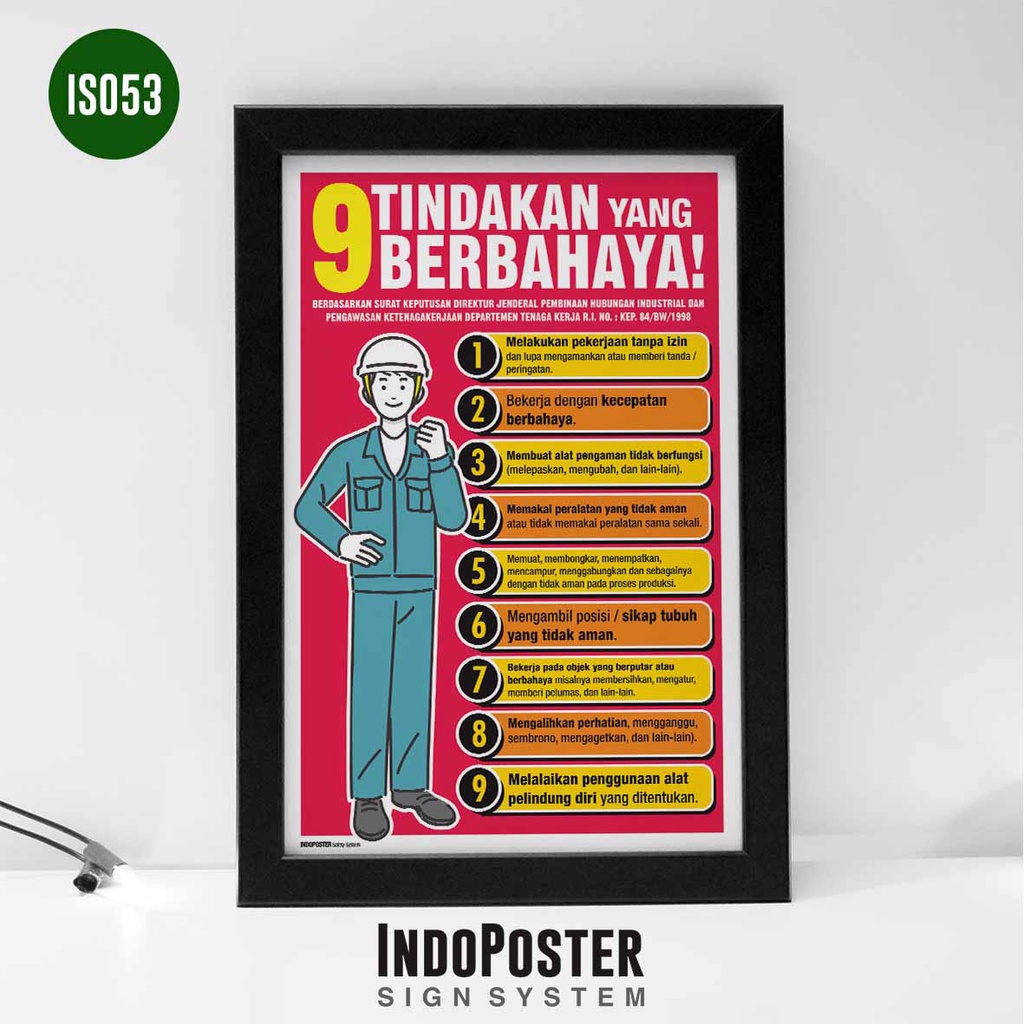 Jual Poster K3 Keselamatan Kerja Safety 9 Tindakan yang Berbahaya ...