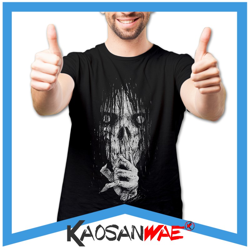 Jual Kaos Horor Skull Head Shut Up Ssst Kepala Tengkorak Setan Sablon ...