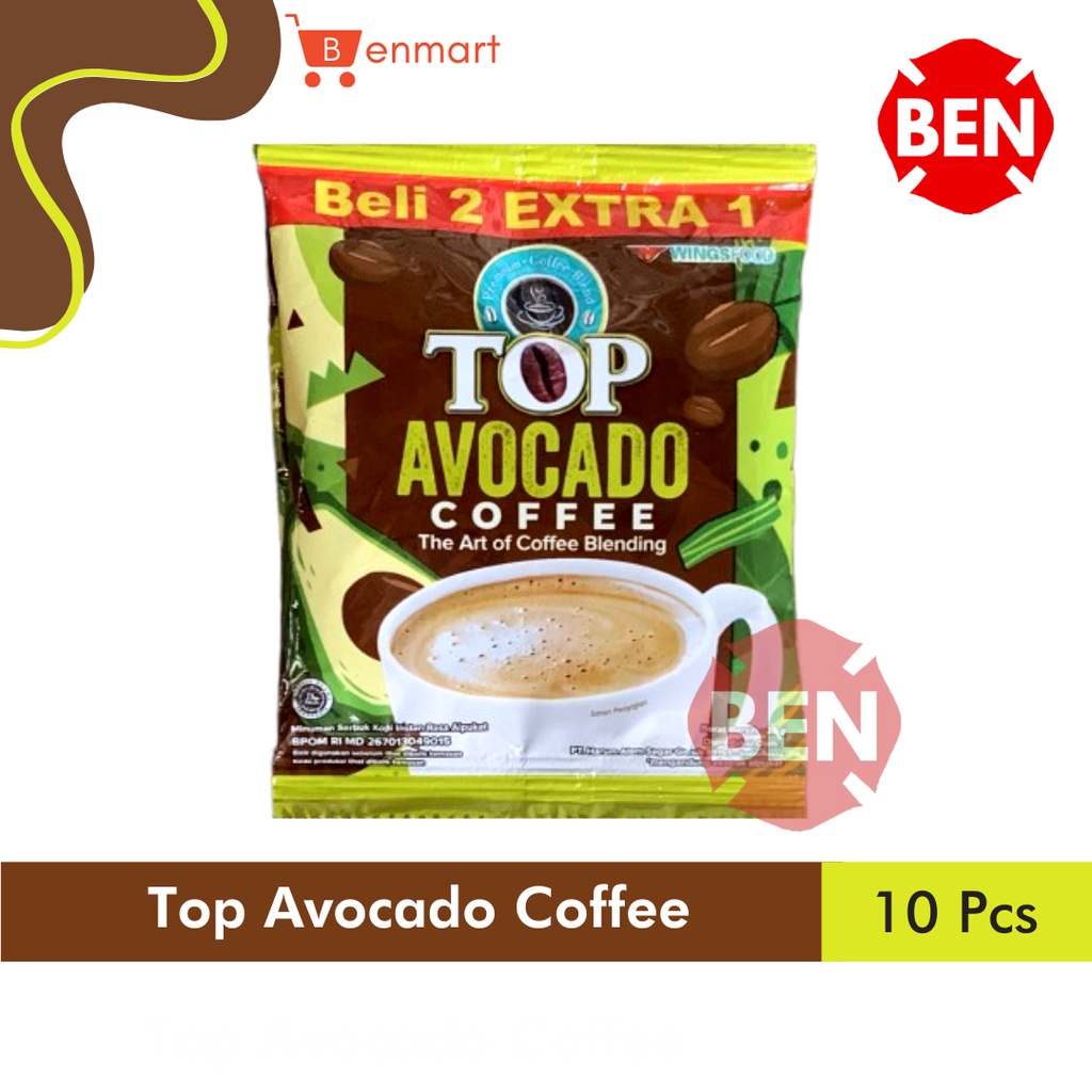 Jual Top Avocado Coffee 1 Renceng 15 Sachet Kopi Instan Alpukat Wings ...