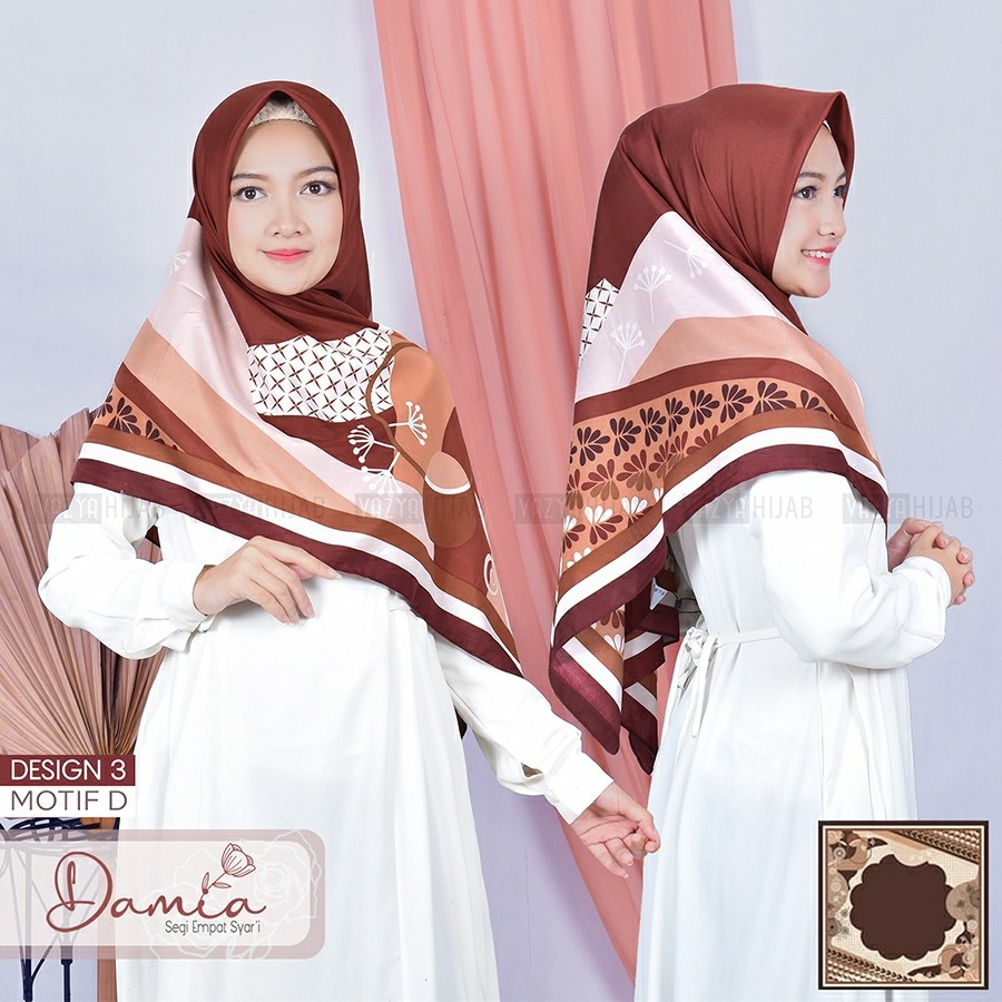 Jual KERUDUNG HIJAB JILBAB SEGI EMPAT DAMIA DESIGN 3 MOTIF D 130 X 130 ...