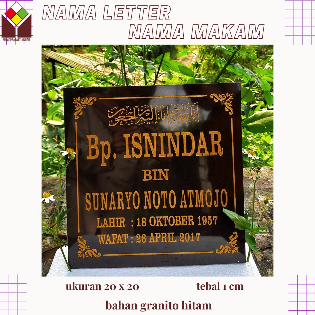Jual (PUSAT PRASASTI MURAH) Nama Letter/Nama Makam/Nama Kijing bahan ...