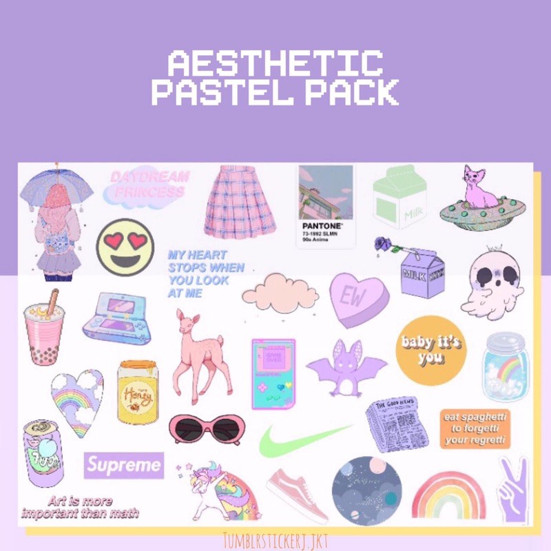 Jual Sticker Tumblr Aesthetic | Aesthetic Pastel Pack | Shopee Indonesia