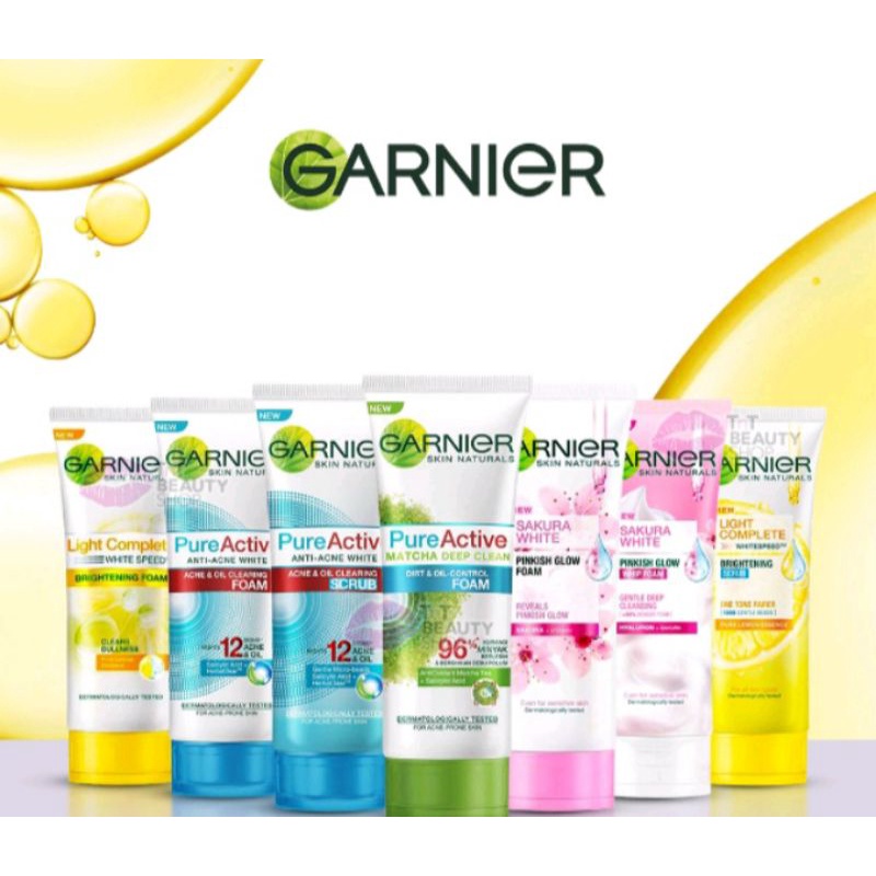Jual Garnier Facial Foam 100ml, Pure Active, Sakura White, Serum ...