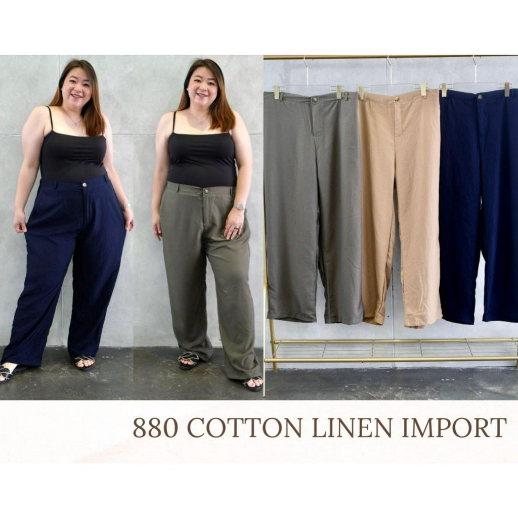 Jual JUMBO 880 LETTY PANT BIGSIZE MATERIAL COTTON LINEN IMPORT FIT TO ...