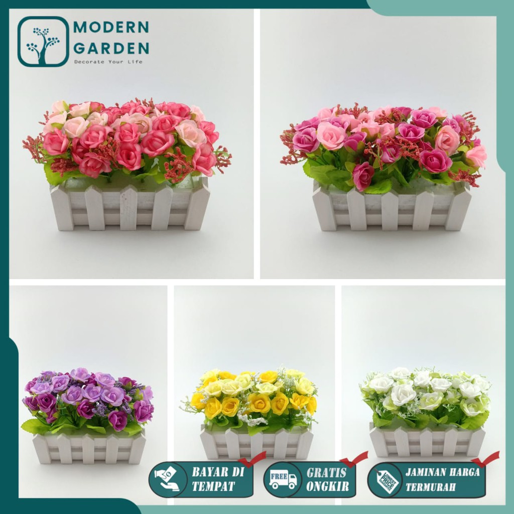 Jual Bunga Mawar Dekorasi PGR3302 Bahan Plastik Free Pot Pagar Untuk ...