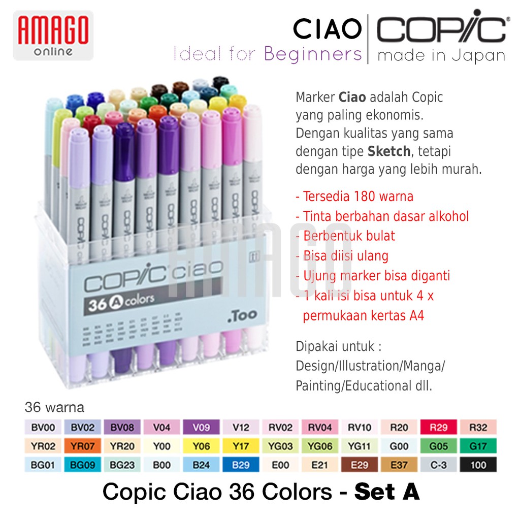 Jual COPIC Ciao Marker 36 Color Set A - Spidol set 36 Warna - CCM/36A ...