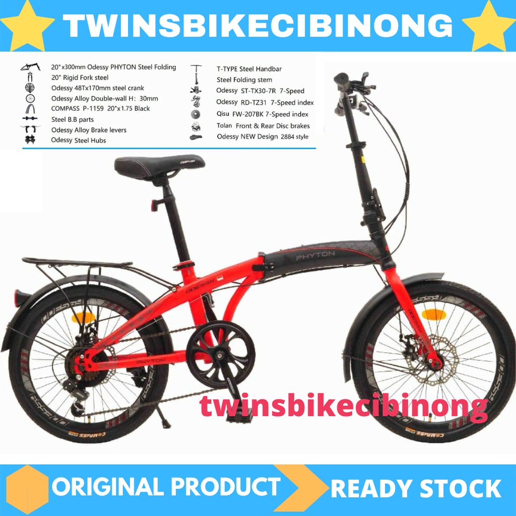 Jual Sepeda Lipat 20 Odessy Phyton Plus Boncengan Belakang Disc brake ...