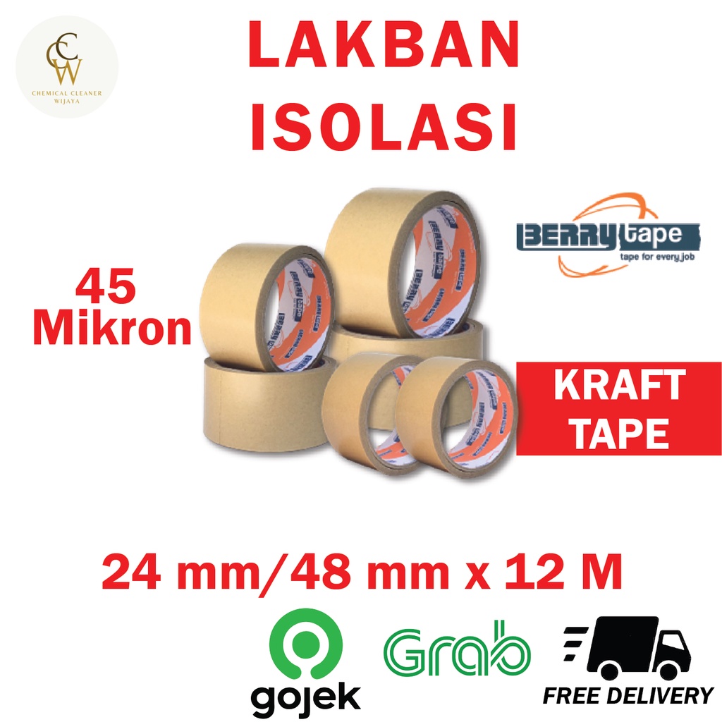 Jual Lakban Kertas Kraft Tape Besar Isolasi Coklat Kertas 48mm/2 Inch ...