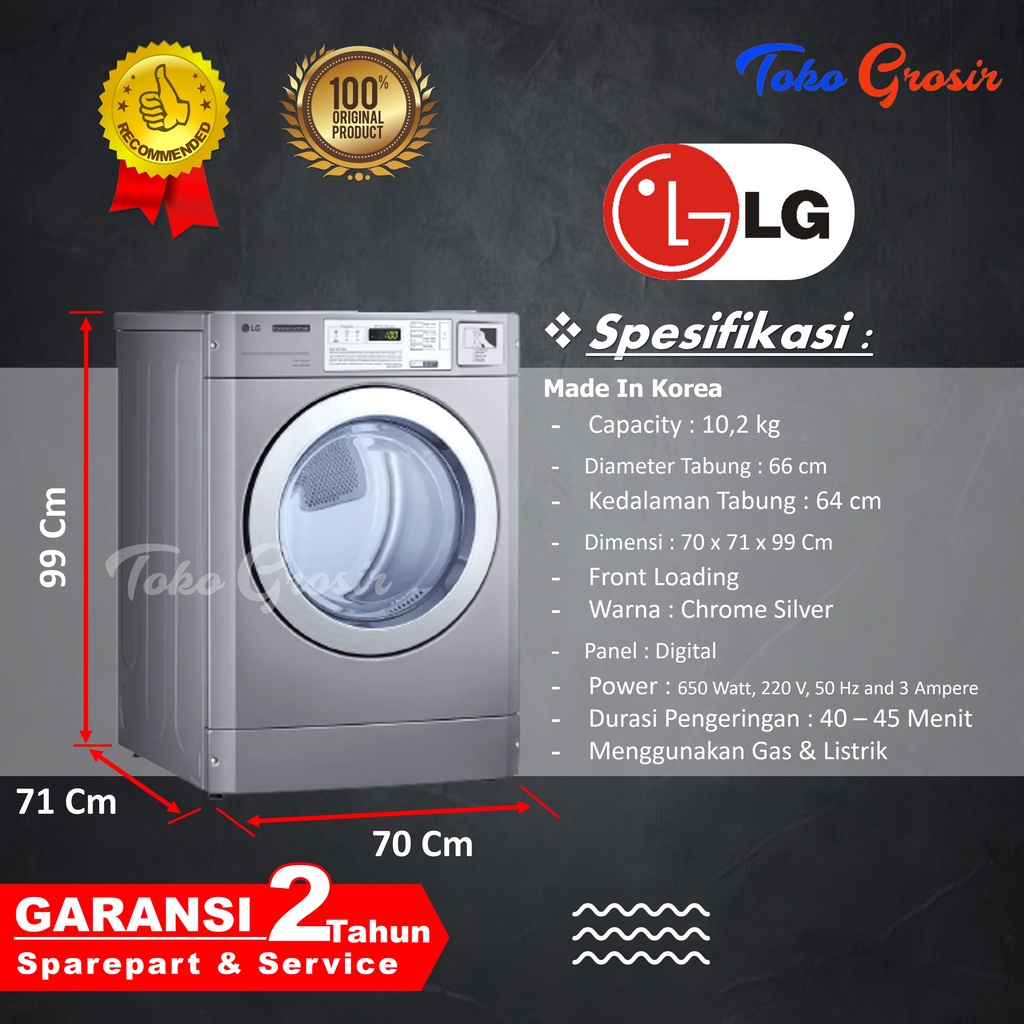 Jual DRYER / MESIN PENGERING / MESIN PENGERING LAUNDRY LG GIANT C KAPASITAS 10.2KG | Shopee ...
