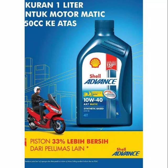 Jual OLI SHELL MATIC 1 LITER ADVANCE AX7 ASLI ORIGINAL MURAH NMAX LEXI ...
