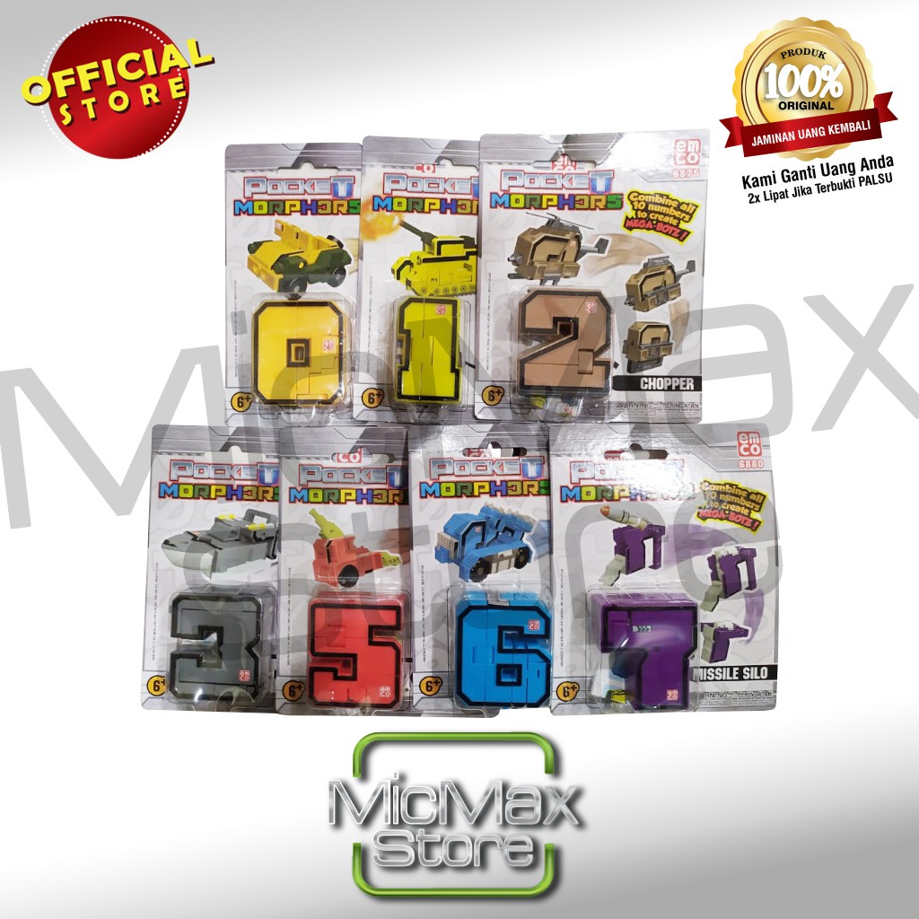 Jual EMCO Mega Botz Pocket Morphors Morphers Numbers Set Satuan Mainan ...