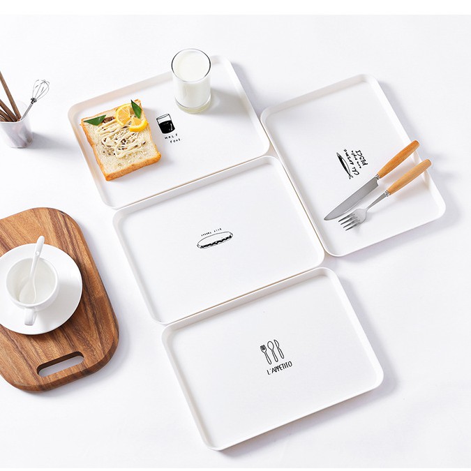 Jual H 464 Nampan Plastik Putih Motif - Food Tray - Baki Nampan ...
