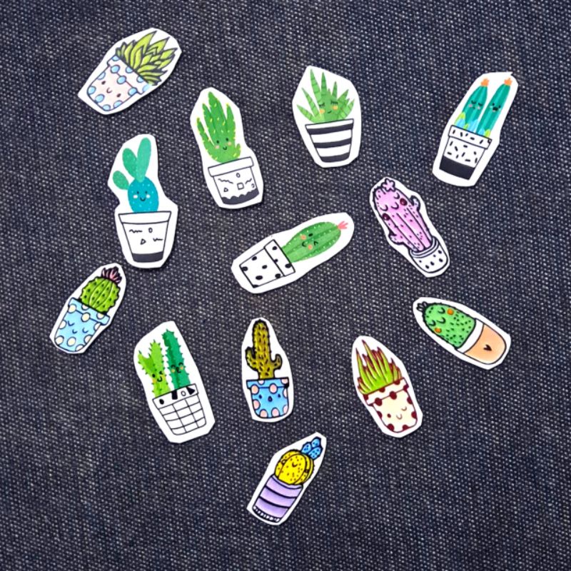 Jual STICKER AESTHETIC PAKET 10 FREE 3 / STICKER UNIK KAKTUS LUCU ...