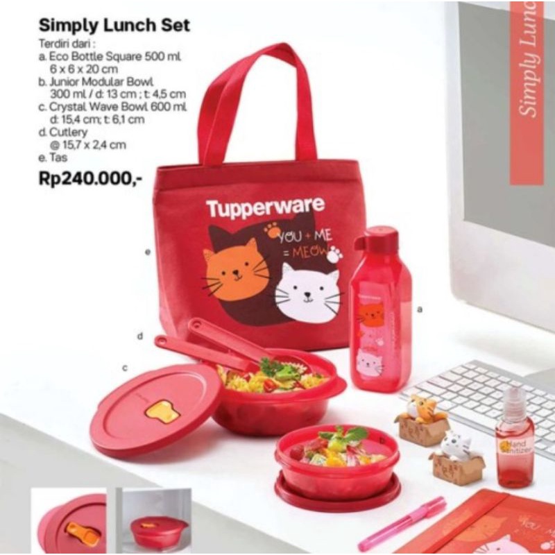Jual Simply lunch set Tupperware / tempat makan set tupperware / tempat ...
