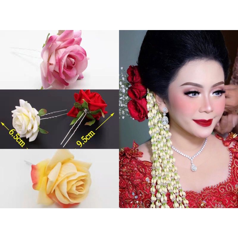 Jual tusuk sanggul konde hiasan rambut mawar viral | Shopee Indonesia