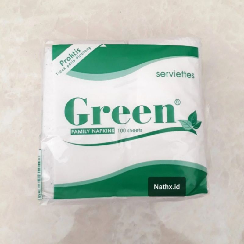 Jual Tisu Makan Lipat Belah/Tissue Green Family Napkins (100 Sheets ...