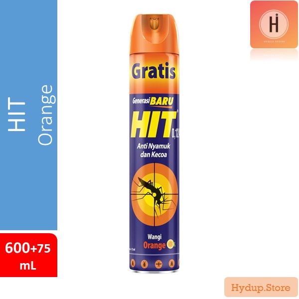 Jual Hit Anti Nyamuk Dan Kecoa Botol Kaleng Aroma Orange 600 + 75 ml ...