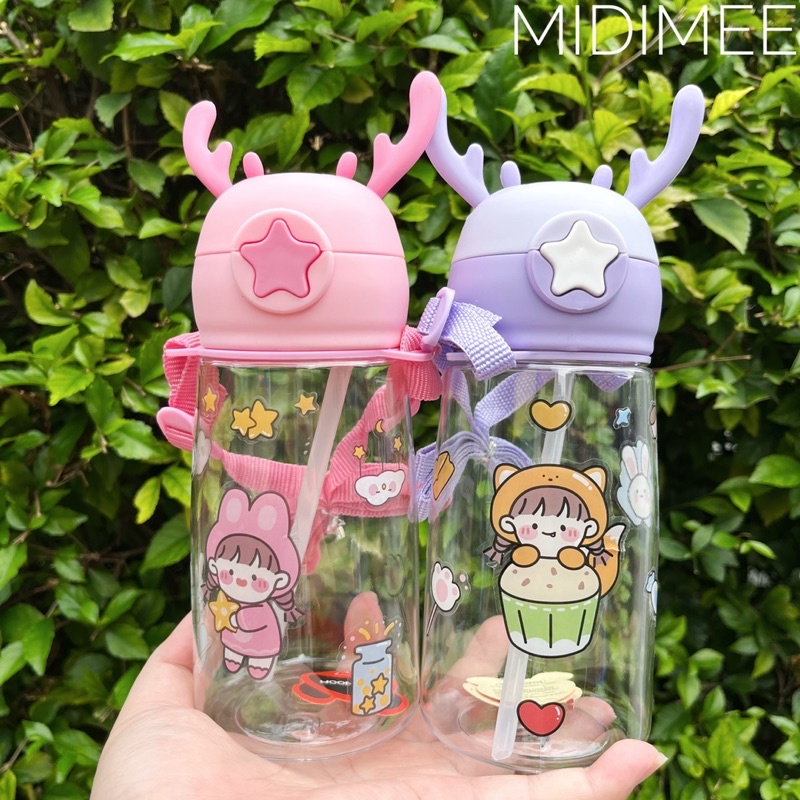 Jual Botol Minum Tanduk Rusa / Botol Minum Anak Lucu 500ML Tali Sedotan Anti Tumpah BPA FREE ...