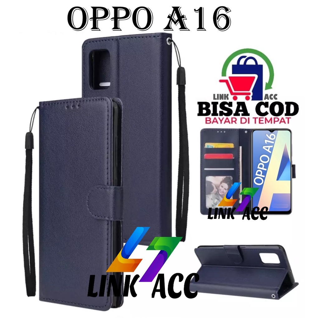 Jual NEW CASE FLIP OPPO A16 LEATHER CASE PREMIUM-FLIP WALLET CASE KULIT ...