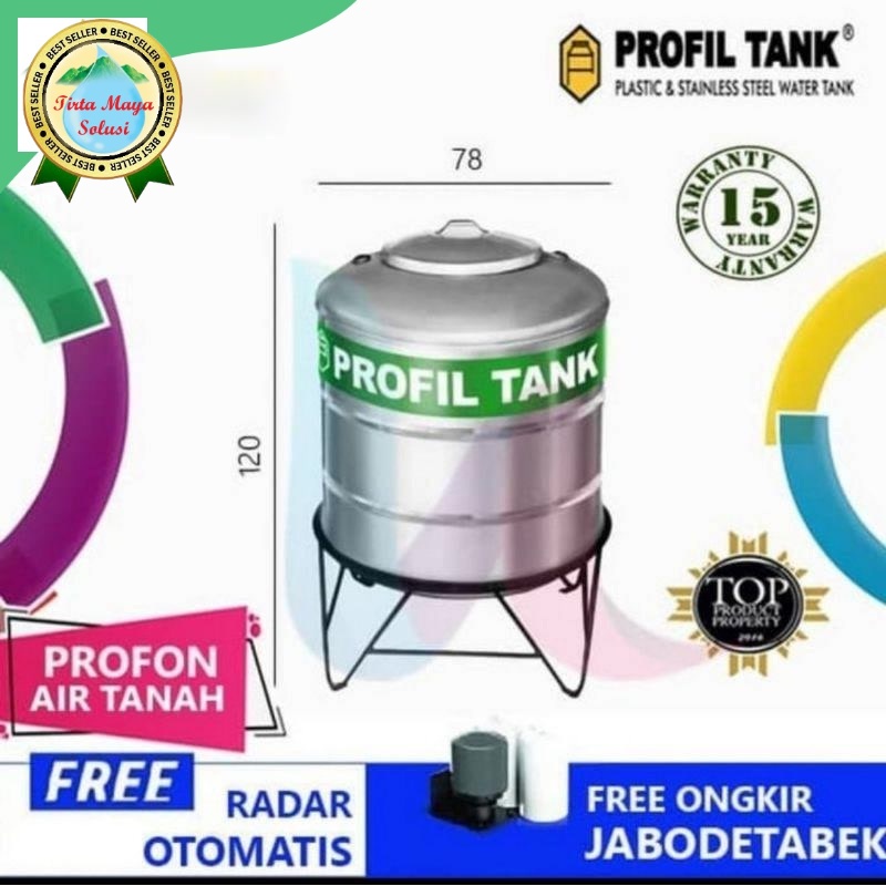 Jual Tanki air 470 liter toren air stainless PROFIL TANK PS380 PROFON ...
