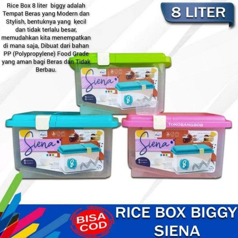 Jual RICE BOX Beras 8Liter Tempat beras-Tempat Beras Biggy Siena-Wadah ...