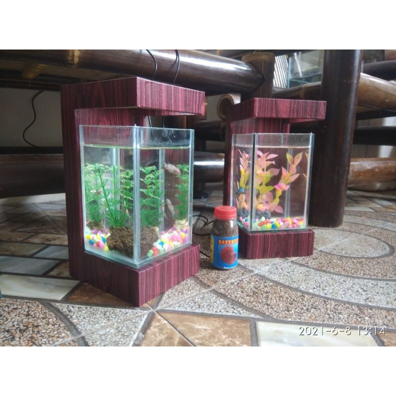 Jual aquarium mini display kabinet mewah harga murah soliter bonus ...