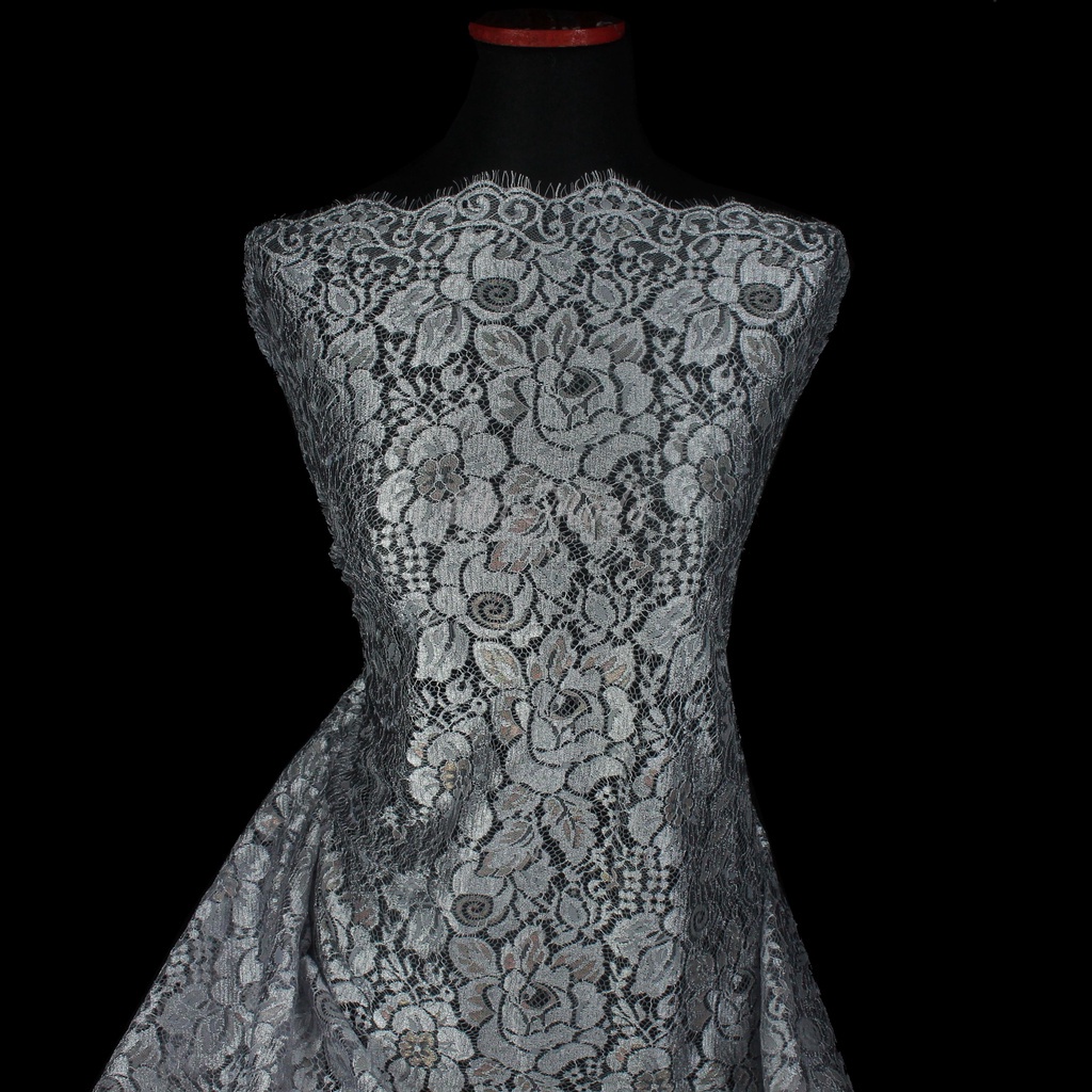 Jual Brokat Brukat Perancis Exclusive Motif Rose Silver (Pronto Moda ...