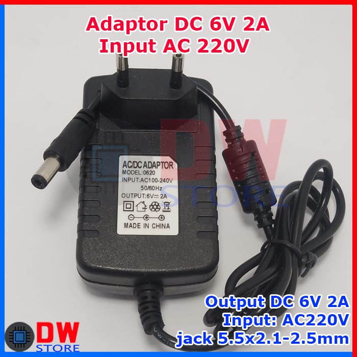 Jual Adaptor DC 6V 2A 6VDC Power Supply DC6V 2000MA JACK 5.5mm x 2.1mm ...