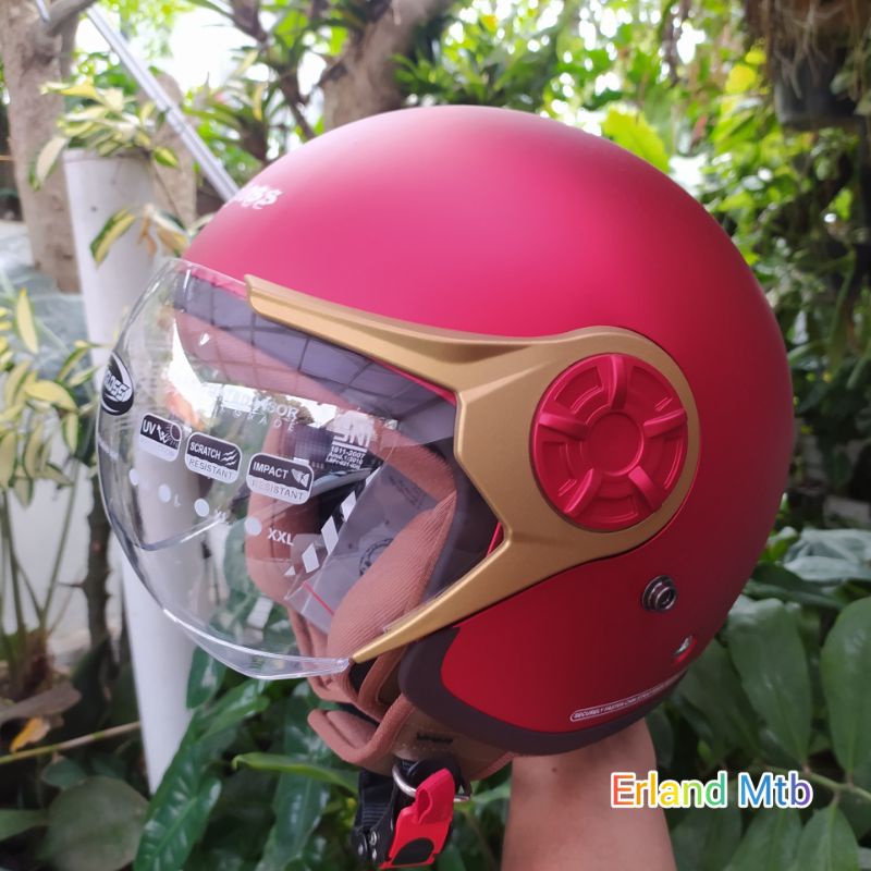 Jual Helm Cargloss YRH Hijab Majestic Red Doff Cargloss Helm Retro ...