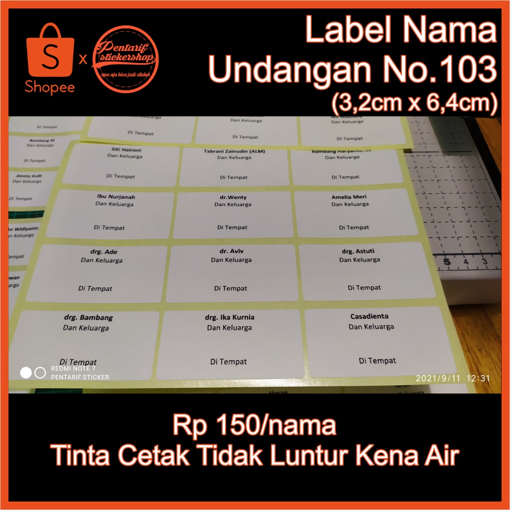 Jual Jasa Cetak Label Nama Undangan No.103 | Shopee Indonesia