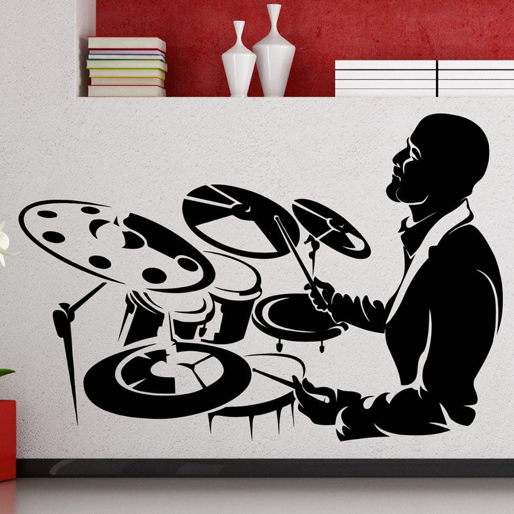 Jual Wall Cutting Sticker Music Drummer Dinding Band Studio Musik ...