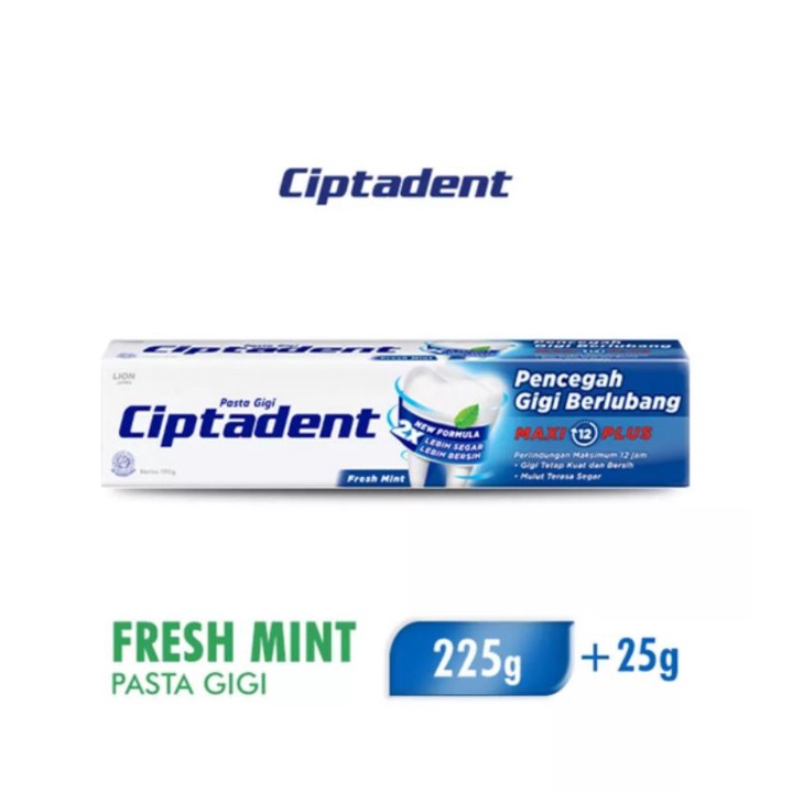 Jual CIPTADENT Maxi 12 Plus Jumbo 225g + 25g | Shopee Indonesia