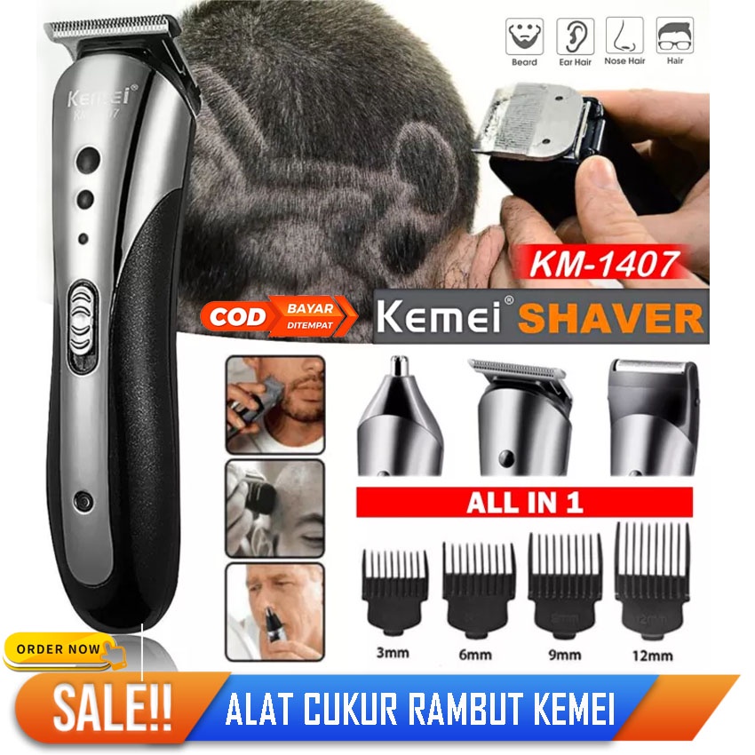 Jual Hair Clipper Kemei KM 1419 / KM 1407 / KM 1418 3IN1 Rechargeable Alat Mesin Cukur Rambut ...